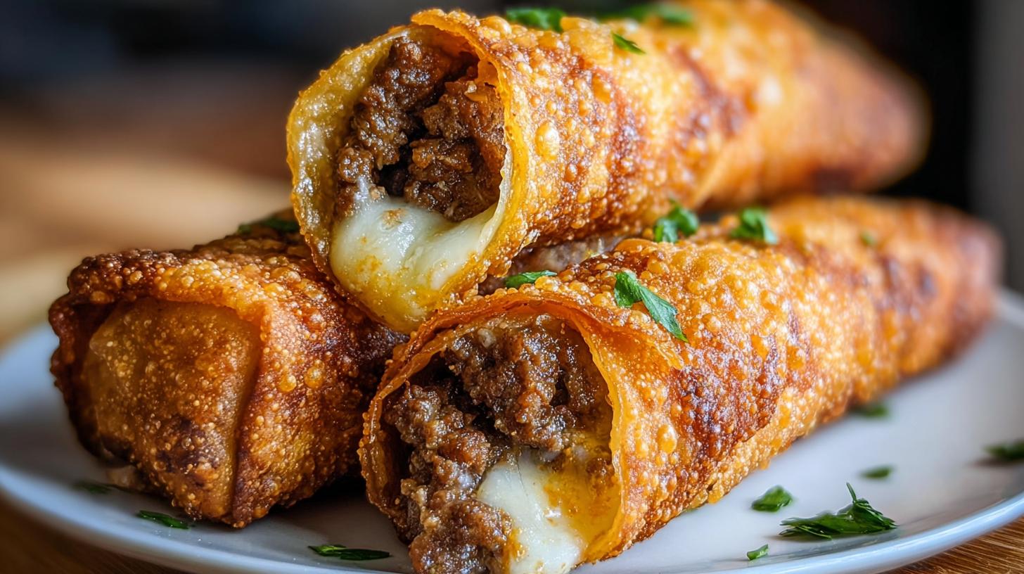 Irresistible Beef Egg Roll Recipe with Crispy Cheese Pulls - yummydiches