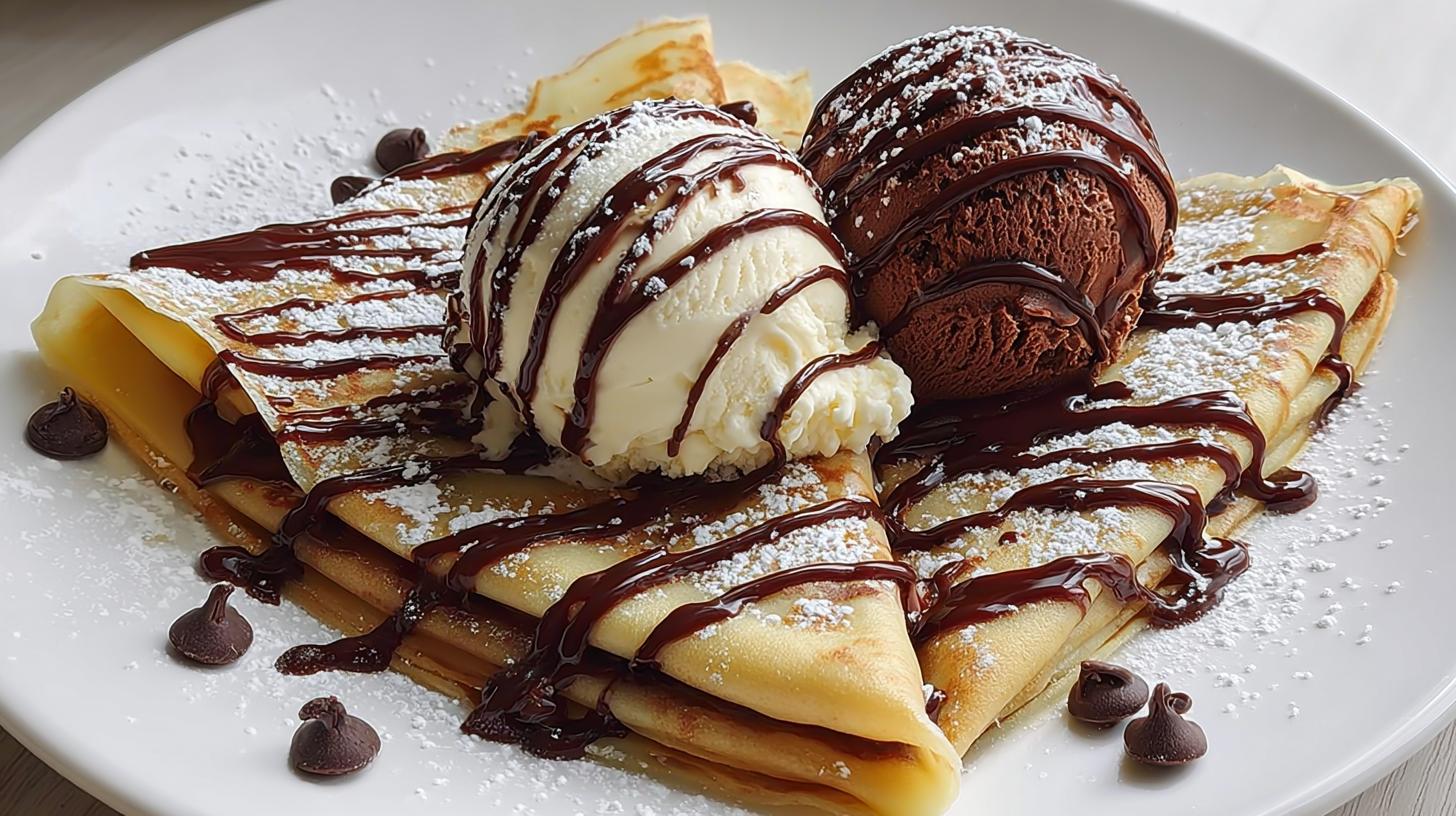Decadent Crepes with Ice Cream in 5 Simple Steps - yummydiches