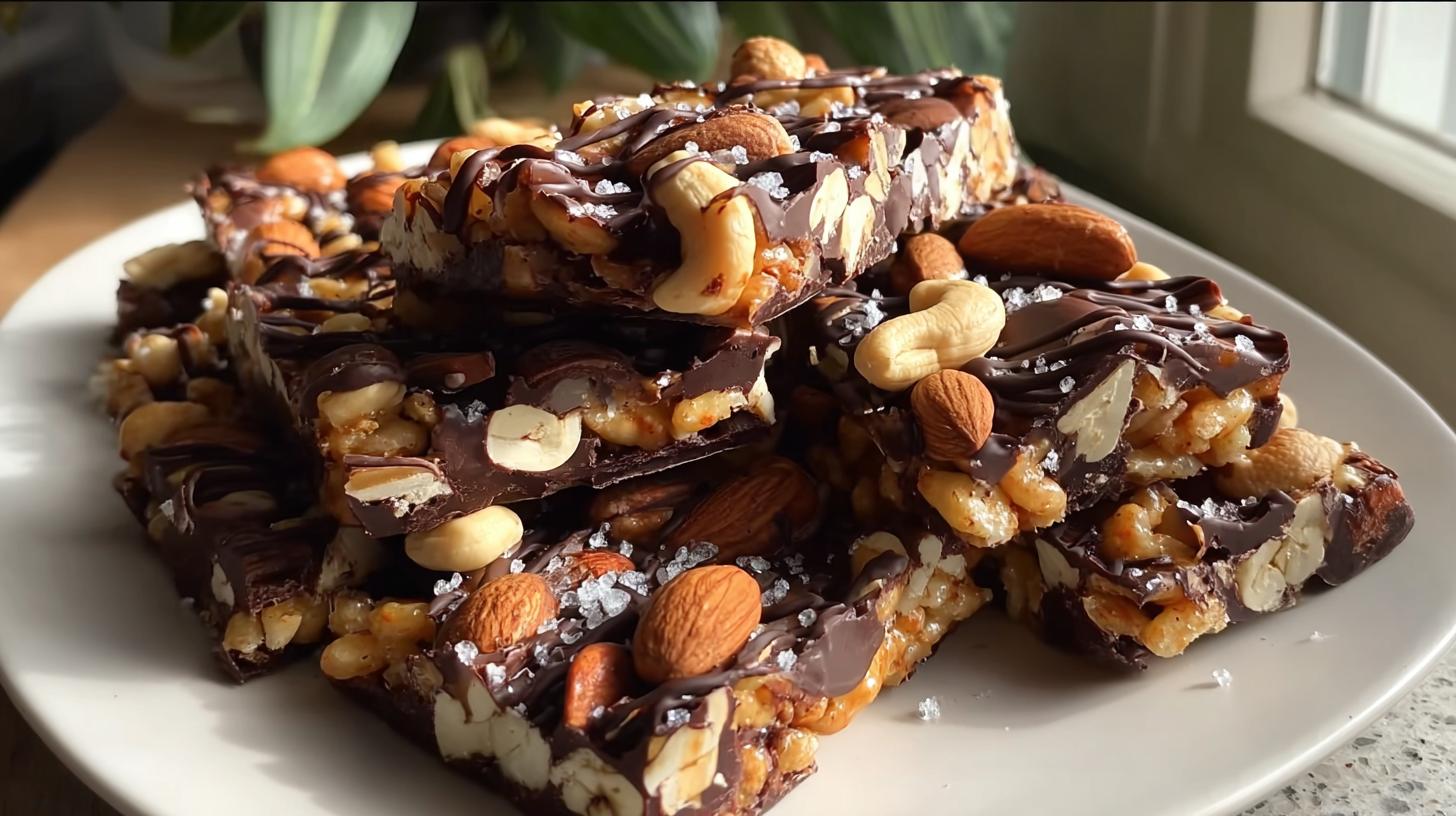 3-Ingredient Dark Chocolate Nut Bars for Epic Crunch - yummydiches
